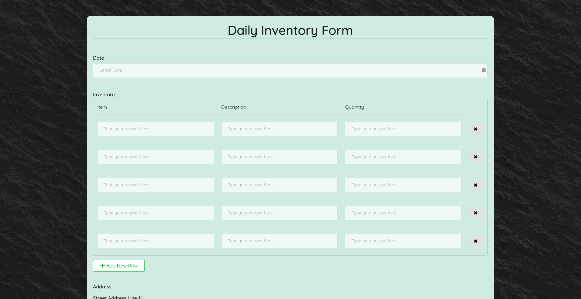 Daily Inventory Form | Formplus